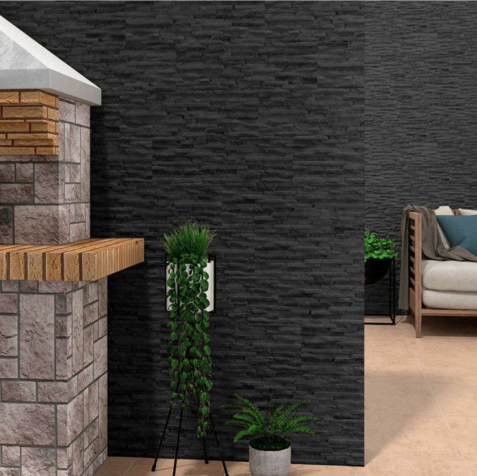 Behobia Negro Stacked Stone Porcelain - Natural Tile & Bathrooms